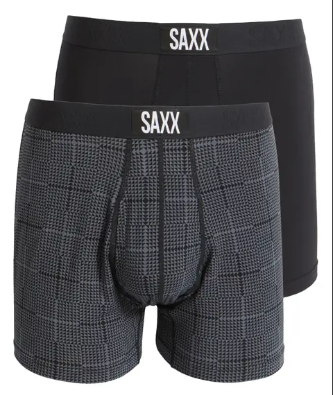 NWT SAXX Ultra Soft Boxer Briefs - 2XL - Black - Black & Gray Geometric ...