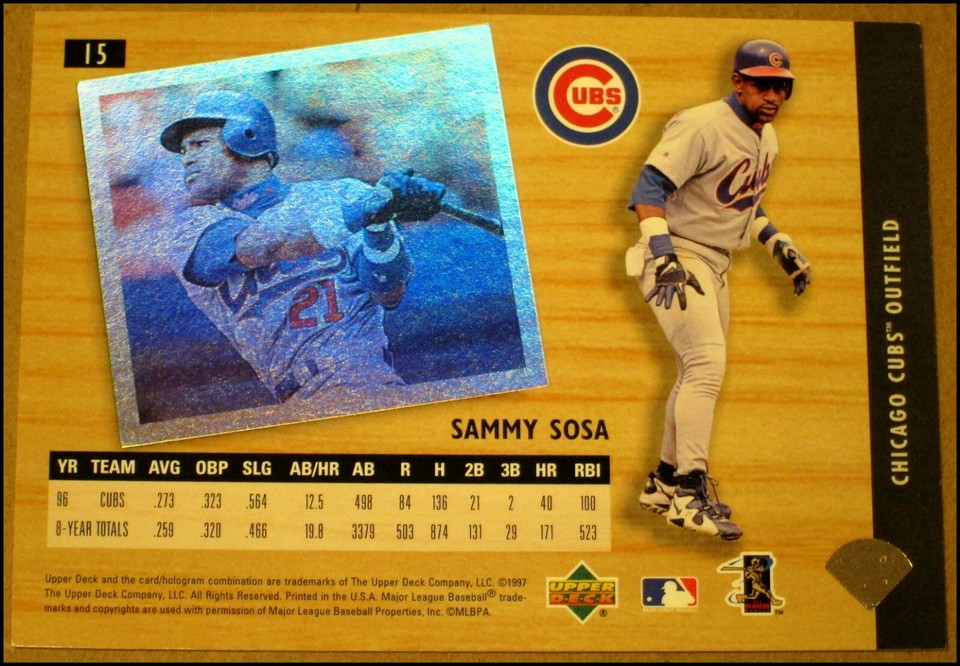 1997 Upper Deck UD3 Homerun Heroes Sammy Sosa Baseball Card #15 Chicago ...