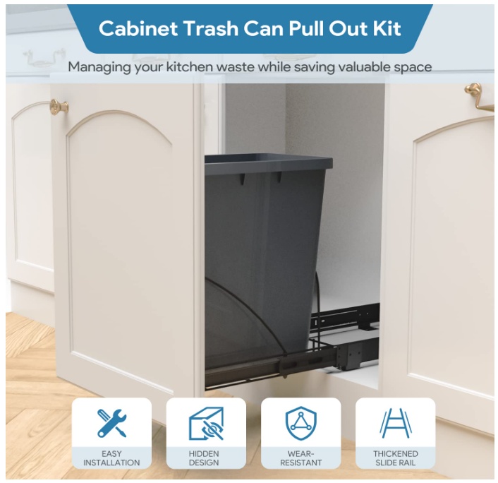 Pull Out Trash Can under Cabinet,Black Cabinet Trash Can Pull Out Kit ...