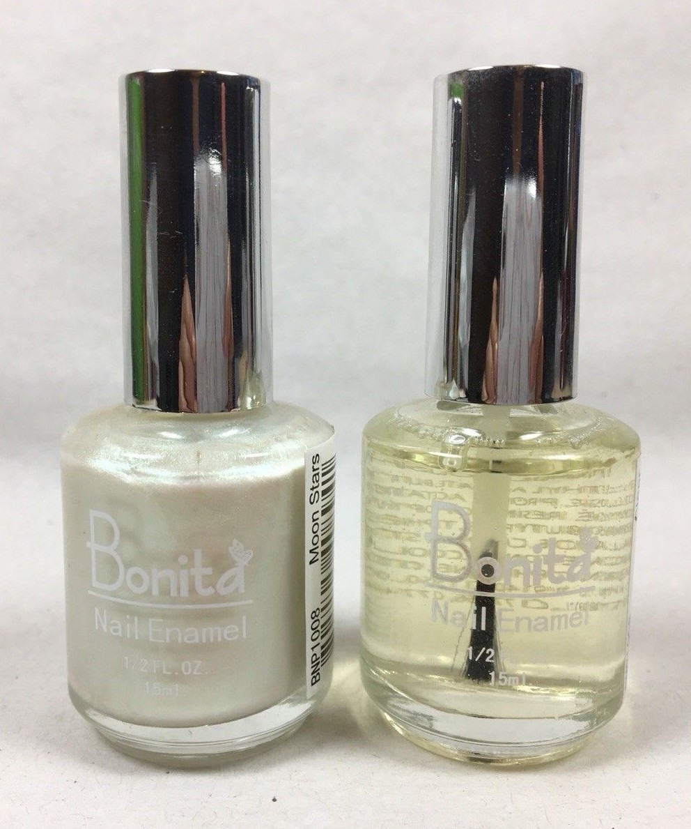 MOON STARS BNP 1008 & CLEAR BNP 1008 Bonita Nail Polish lot of 2 ...