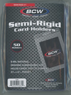 (50) BCW Semi-Rigid #1 Card Holders Grading Submissions Size (1x50 ct ...