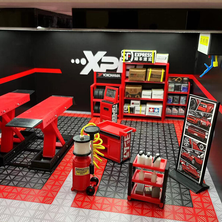 1/18 Scale Car Garage Tools Model Maintenance Workshop Scene Display ...