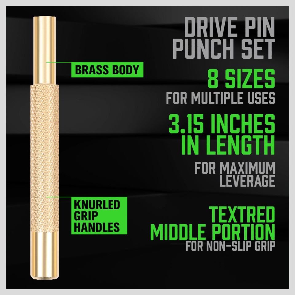 8 Pieces Brass Drive Pin Punches Set Gunsmith Drift Pin Jeweler Roll Up ...