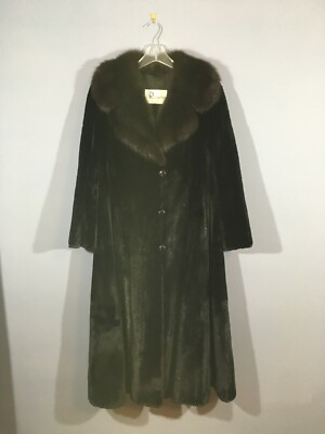 Elegant SHEARED BEAVER fur coat w/ SABLE collar black Women's Extra ...