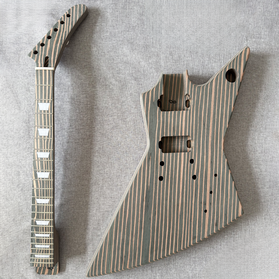 Electric explorer guitar kit zebrawood body neck fingerboard set neck ...