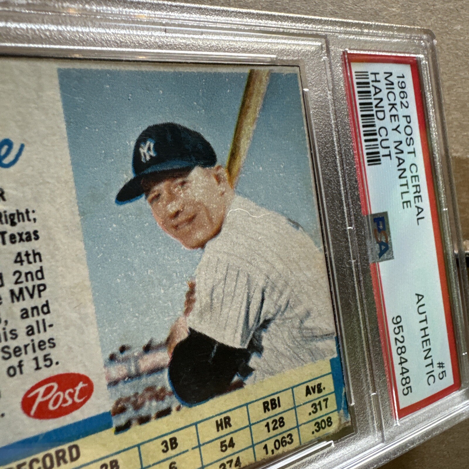 Mickey Mantle Vintage Baseball Card PSA Authentic Hand Cut 1962 Post ...