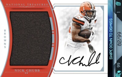 2018 National Treasures Nick Chubb #82/99 RC Patch Auto NFL Blitz ...