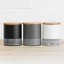 Set of 3 Monochrome Kitchen Storage Canisters Tea Coffee Sugar Set Tins ...