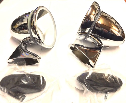 CLASSIC MINI TEX STYLE CHROME BULLET TORPEDO DOOR MIRRORS ADJUSTABLE ...