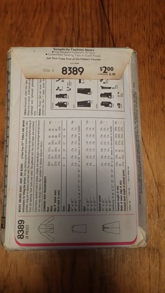 VINTAGE SIMPLICITY LADIES SKIRT DRESS PATTERN 8389 SIZE 6 UNCUT FREE ...