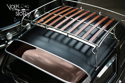 Volkswagen Beetle Bug Roof Rack Wood Stainless Steel dismantled