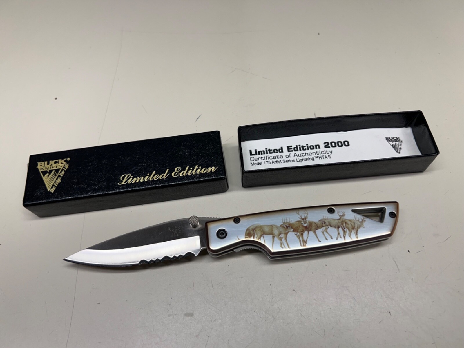 BUCK 175 USA FOLDING KNFIE 1999 175 II DEER HERD W/ BOX LIMITED EDITION ...