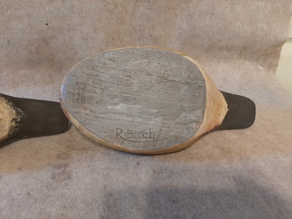 Pair Carved Wood Duck Decoys branded Reggie Birch Chincoteague VA | eBay