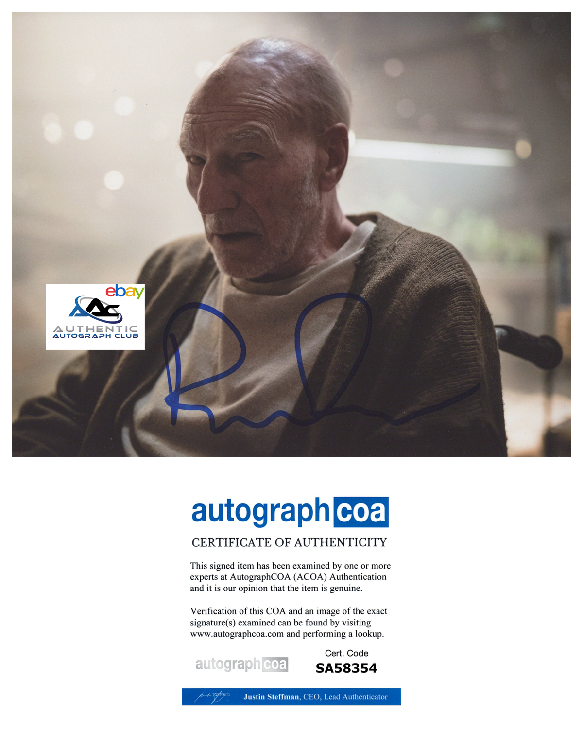 PATRICK STEWART AUTOGRAPH SIGNED 8x10 PHOTO LOGAN PROFESSOR X ACOA | eBay