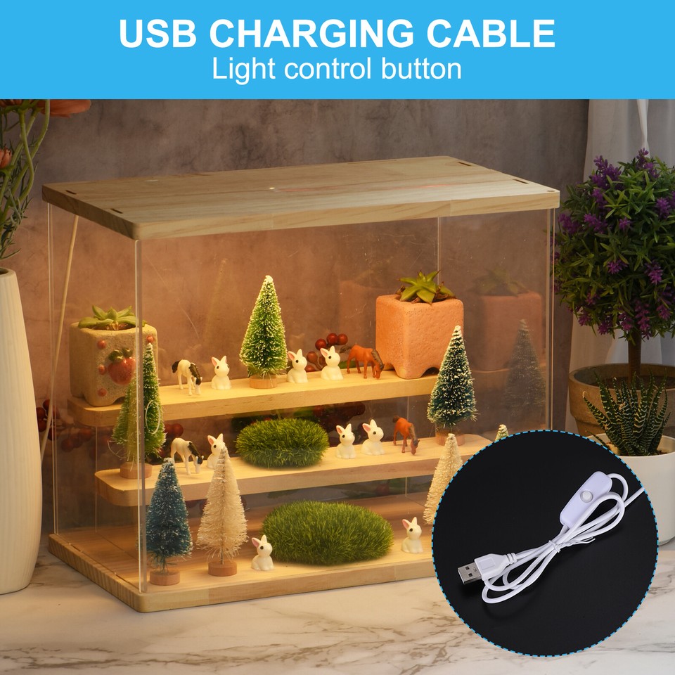 Acrylic Display Case 2 Tier Transparent Dustproof Showcase Display ...