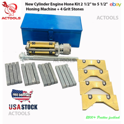 Cylinder Engine Hone Kit 2 1/2" to 5 1/2" Honing Machine + 4 Grit ...