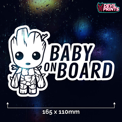 BABY ON BOARD Groot Car Sticker Vinyl Decal Window Guardians Of The ...