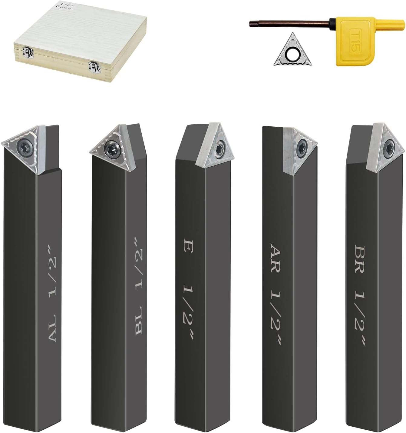 Metal Lathe Cutting Tools,5 Sets of 1/2" Carbide Metal Cutting Tool ...