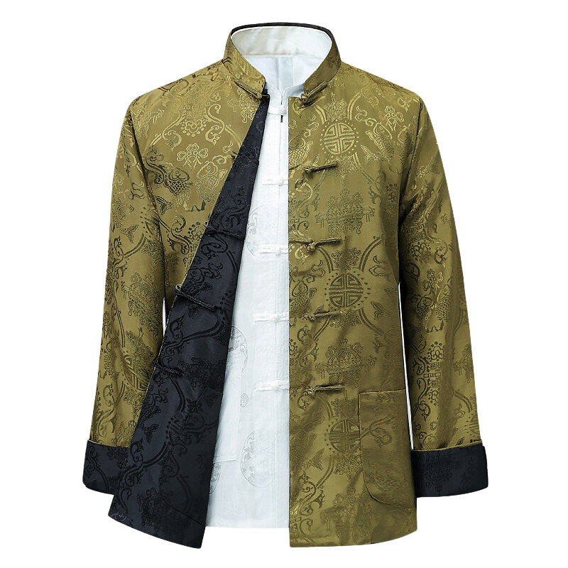 Mens Traditional Chinese Tang Suit Jacket Reversible Bruce Lee Kung Fu ...