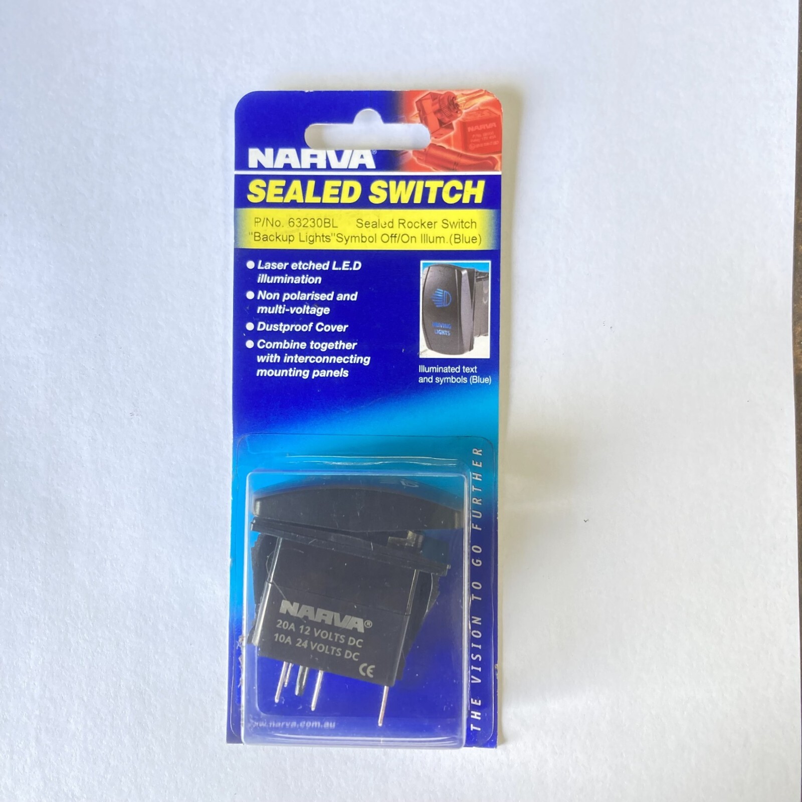 New NARVA 63230BL 12/24V Off/On Led Illum Sealed Rocker Switch "Backup ...
