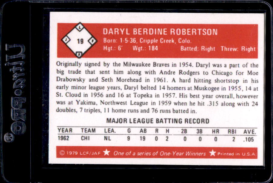 Daryl Robertson 1961 Chicago Cubs Fritsch OYW Autographed Baseball Card ...