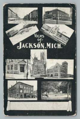 Jackson Michigan~Antique Multiview Postcard~Jackson County MI 1910s | eBay
