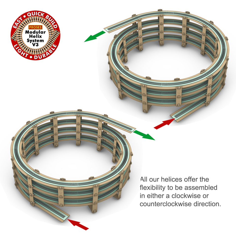 HO Scale Single Track Helix For Model Trains Radius: 22" Height 16", 3. ...