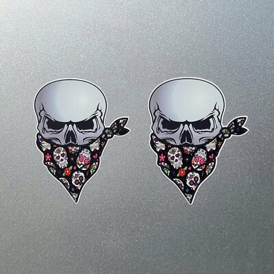 2x Small Bandit Skull With Sugar Skull Pattern Vinyl Sticker Decal ...