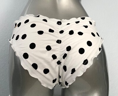 Victorias Secret Nwt White Black Dot Capri Ruffle Cheeky Ruched Bikini ...