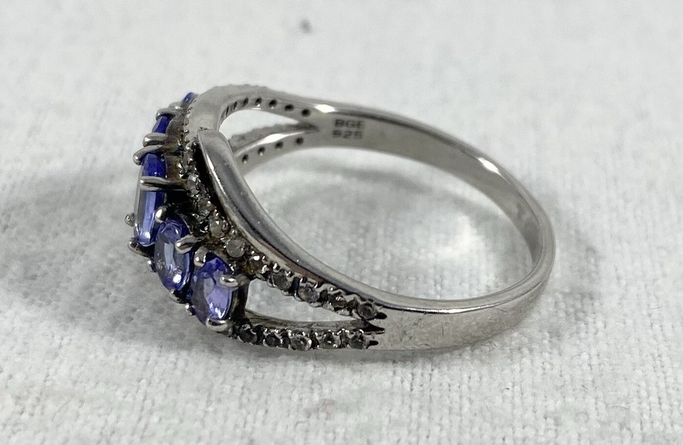 BGE Sterling Silver Tanzanite CZ Cocktail Ring Size 12 | eBay