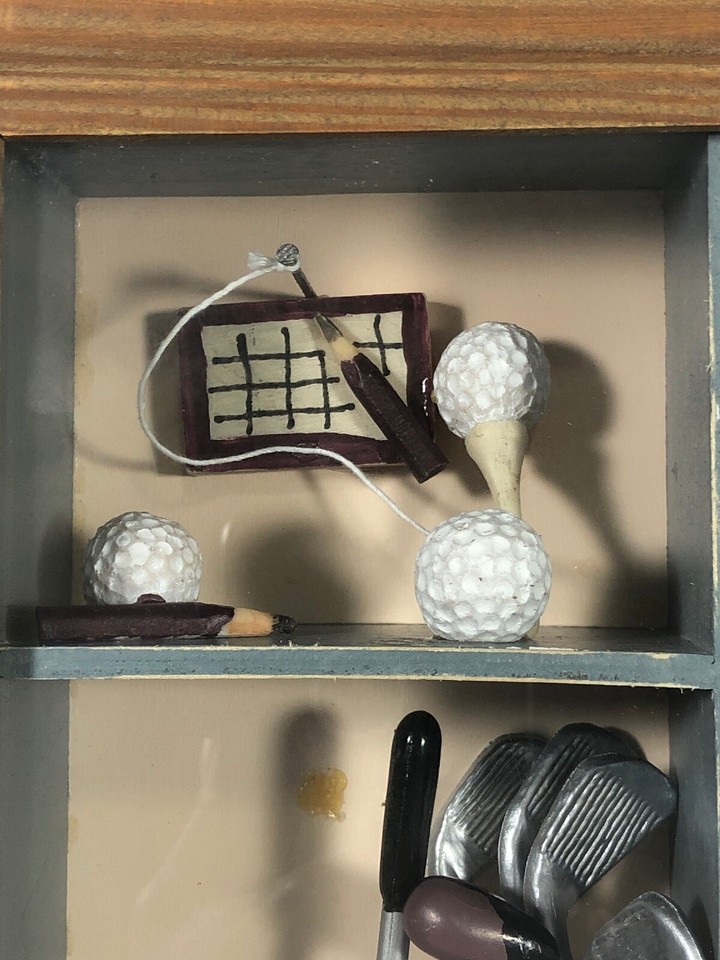 Golf Theme Hanging 3D Shadow Box Picture Frame 12x9 Clubs Caddy Balls ...