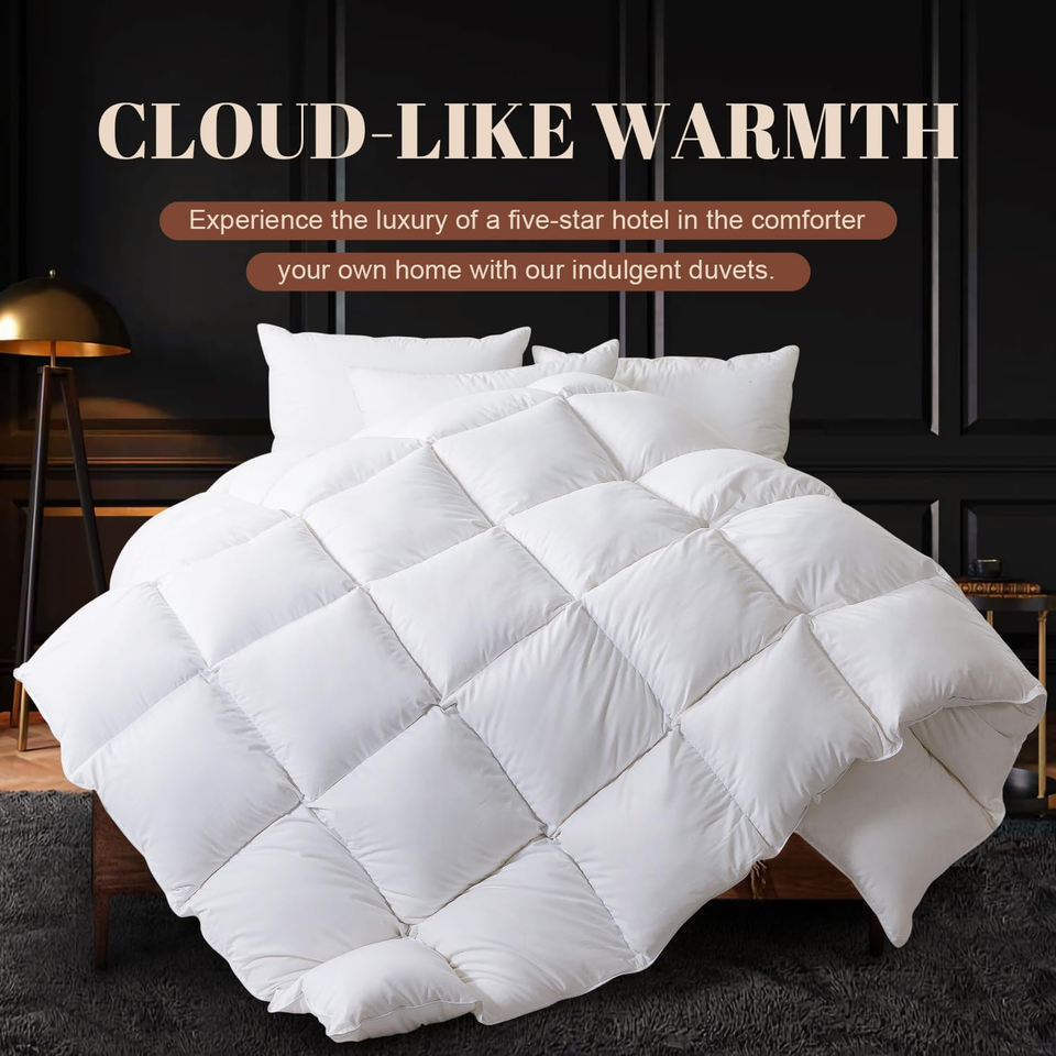 Queen Size Feather Comforter, Filled with Feather and down Fiber, White ...