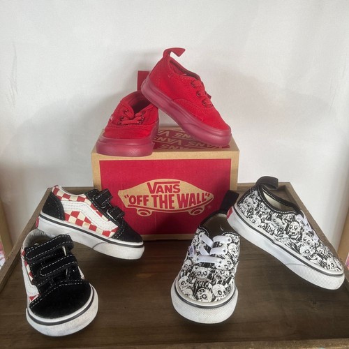 3 Vans Off The Wall Kids Sneakers Collection, comes with vans box ...