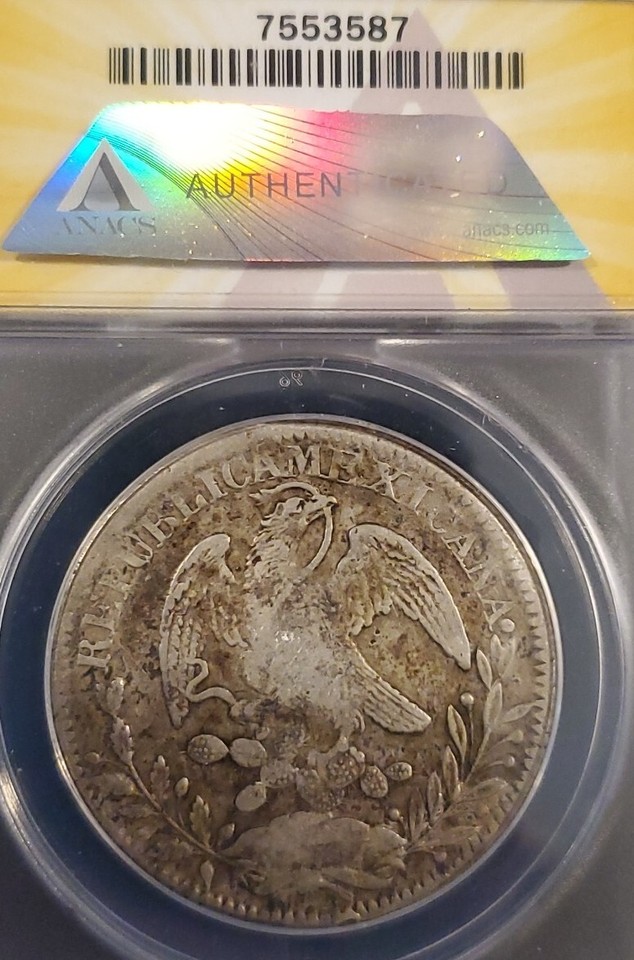 Rare Alamo Battle Coin 1834 Zs OM Mexico 8 Reales Zacatecas Mint ANACS ...