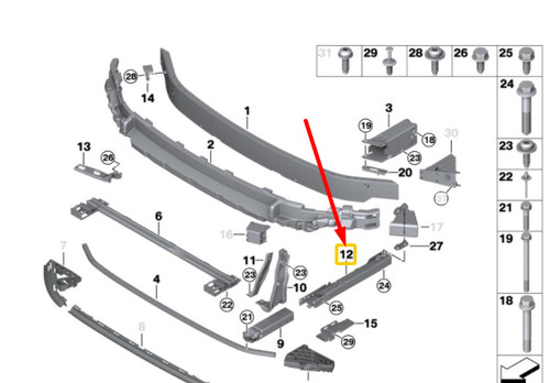 NEW MINI COOPER F56 FRONT CARRIER LOWER LEFT ADAPTER 51117368481 ...