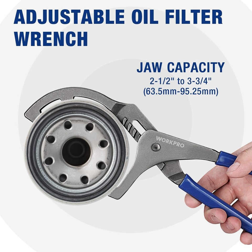 WORKPRO Oil Filter Wrench 12" Oil Filter Removal Tool Adjustable ...
