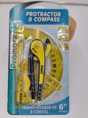 6" Compass & Protractor Set with #2 HB Wood Pencil & Blunt Metal Safety Tip | eBay