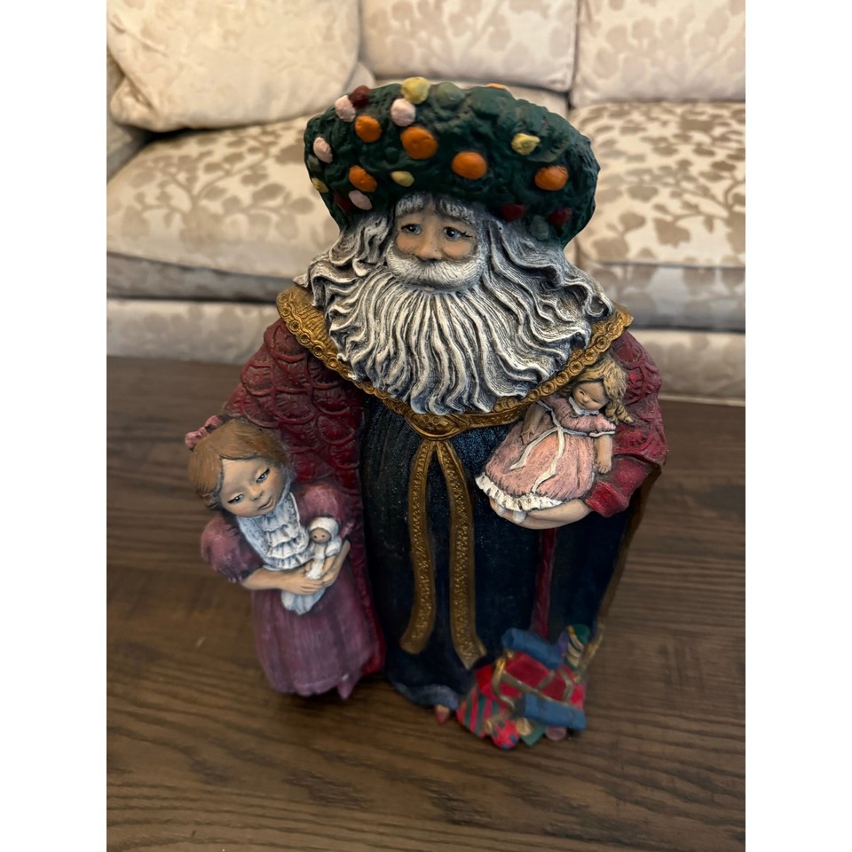 Vintage Renaissance Santa with Little Girl – Old World Santa Figurine ...