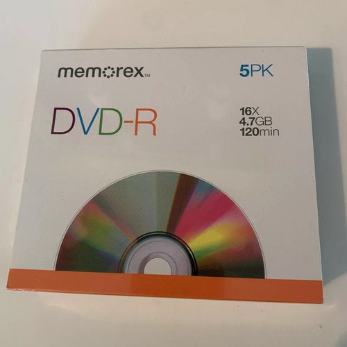 New Genuine Memorex DVD-R Blank Recordable Discs 16X 4.7GB 120Min 5 ...