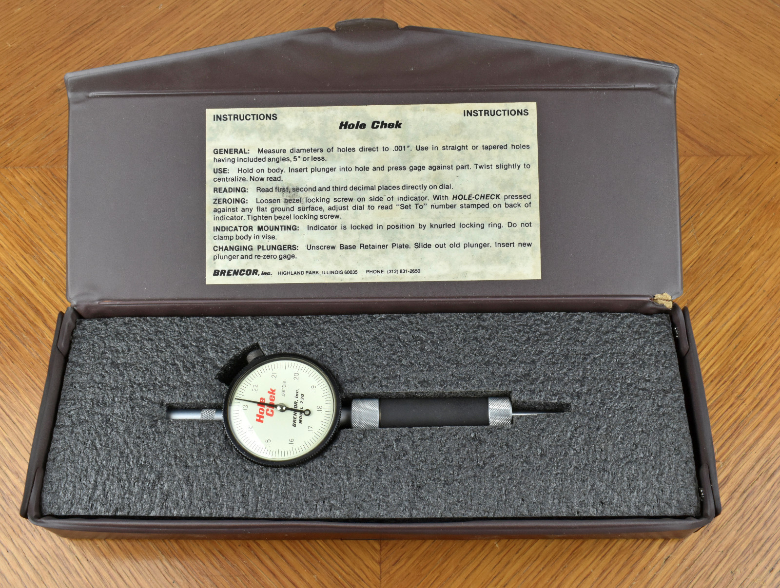 Brencor Hole Chek Model 230 Machinist Tool Depth Measuring Gauge with ...