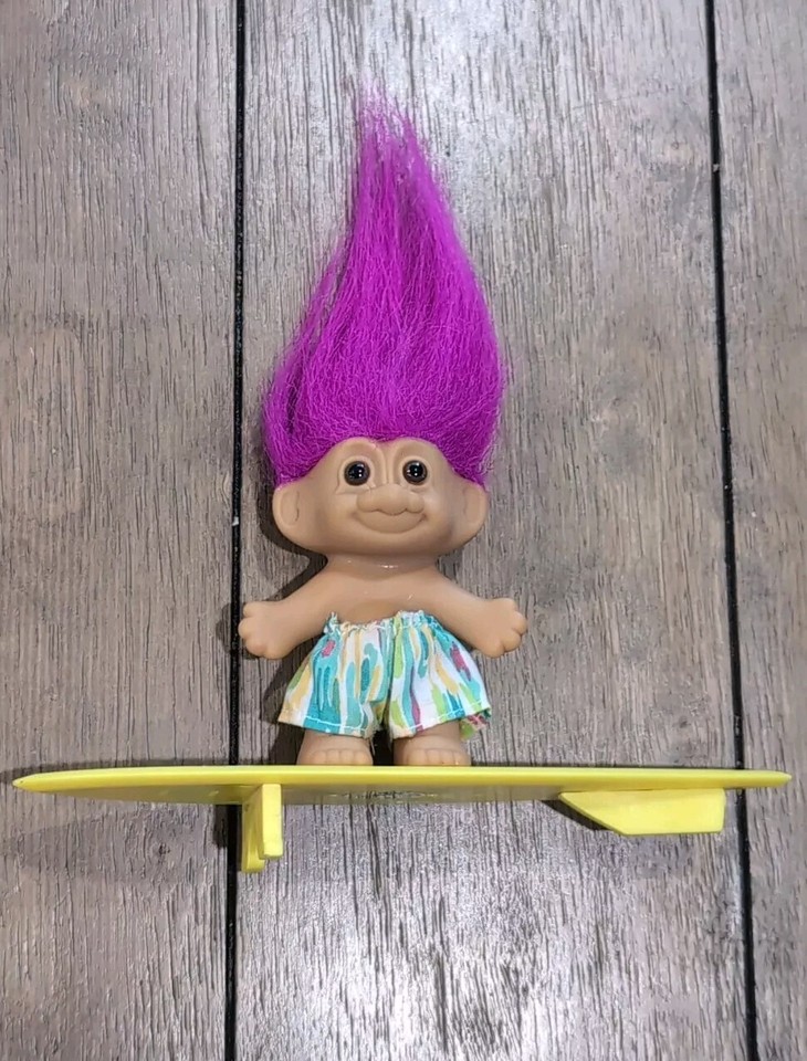 Vintage 1990s Russ 3" Troll Surfer Surf Board Action Figure Purple Hair ...