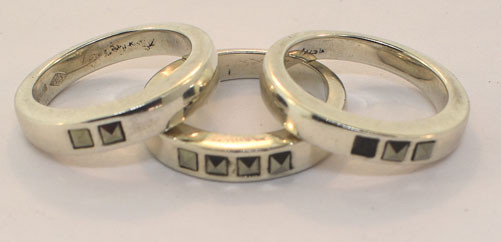 JUDITH JACK STERLING SILVER MARCASITE SET OF 3 STACK RINGS SIZE 5 3/4 ...