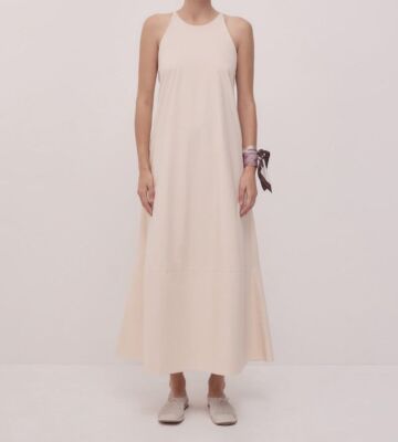 $405 Bird & Knoll Women's Beige Sleeveless Hazel A-Line Dress Size S | eBay