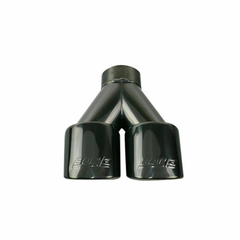 67mm Black Weld-on Dual Exhaust Pipe Muffler Tips Black Square Tip 2 ...