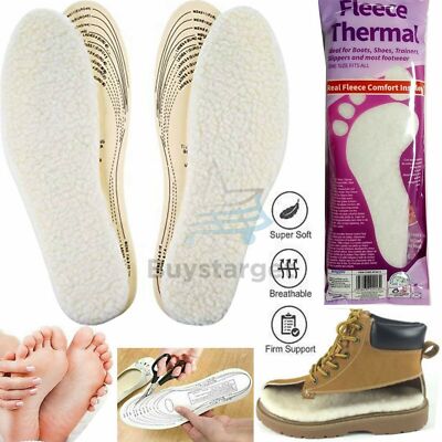 🔥2 Pairs Thermal Shoe Insoles Unisex Fleece Thick Warm Winter Comfy ...