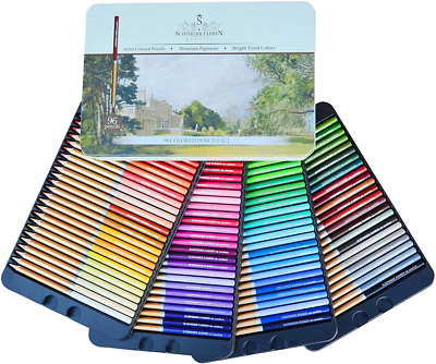 SCHPIRERR FARBEN 96 Color Pencil Set Professional Named & Numbered, Oil ...