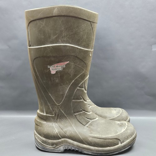 Red Wing 59001 Pull On Rubber Boots Mens Size 9.5 Green Steel Toe Work ...
