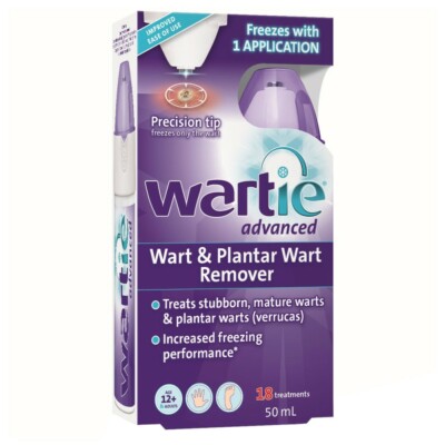 Wartie Advanced Wart & Plantar Wart Remover 50mL (18 Treatments ...