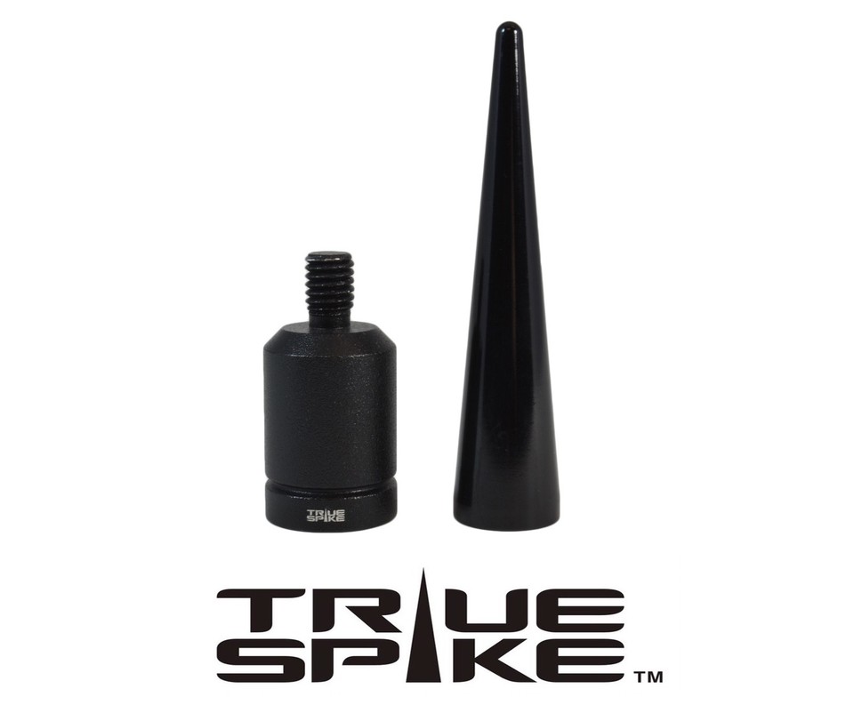 TRUE SPIKE LUG NUTS SHORT 4" SPIKED SCREW IN ANTENNA BLACK + BASE FOR ...