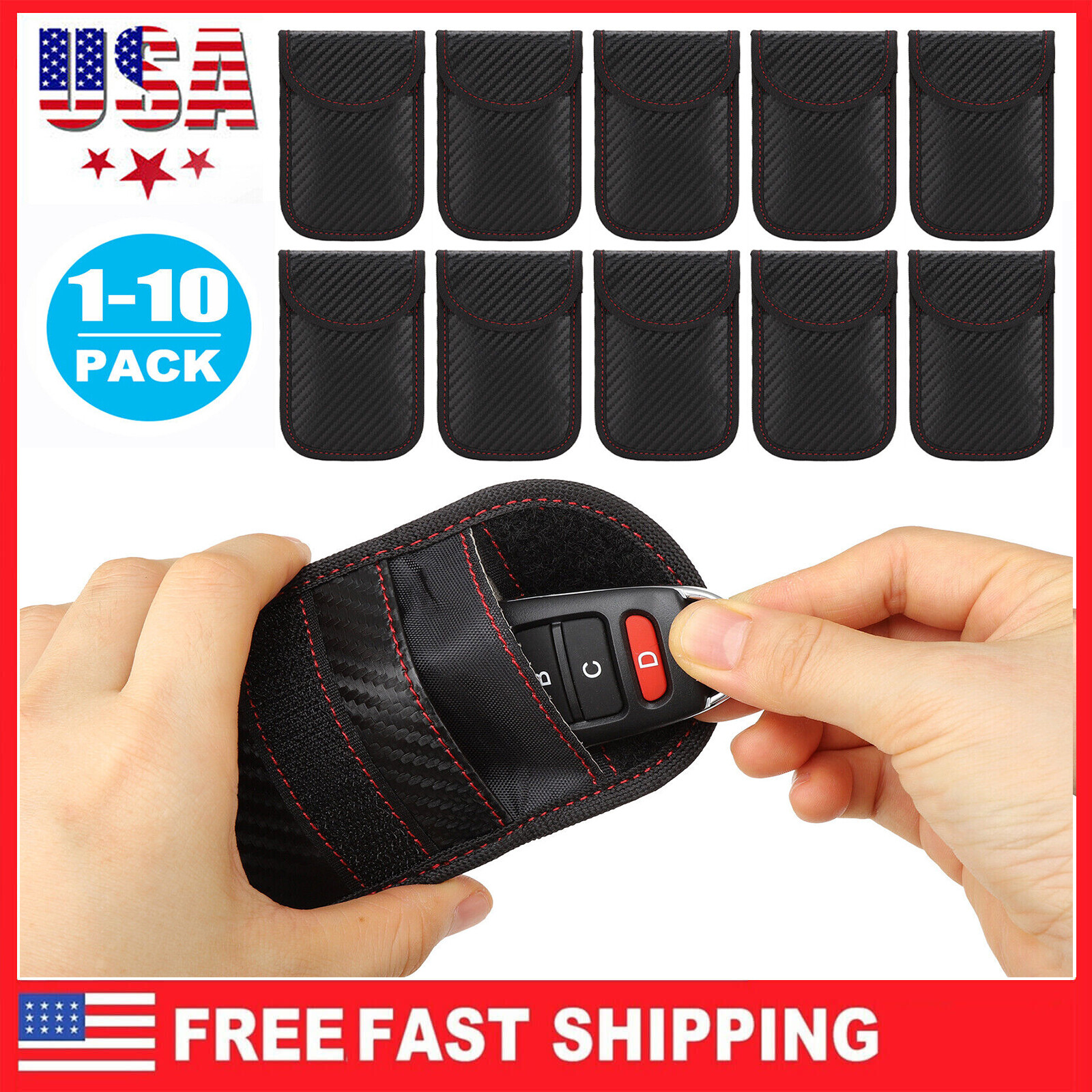 1-10Pcs RFID Faraday Pouch Car Key Fob Protector Signal Blocker Anti ...